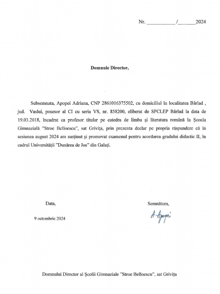 Cerere Echivalare Gradul II Adi | PDF