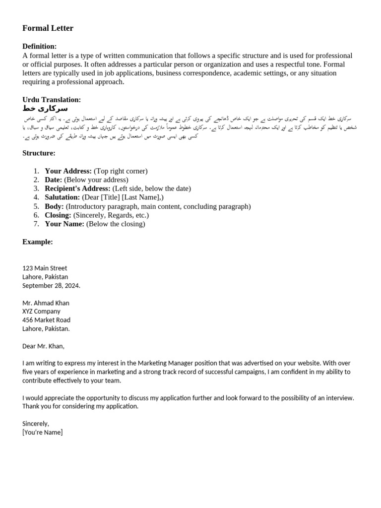 Formal and Informal Letter Example | PDF