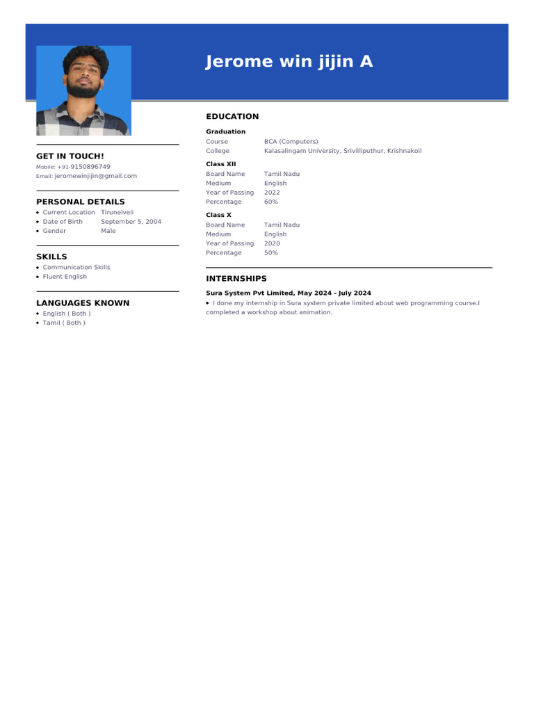 Jerome Win Jijin A Resume | PDF