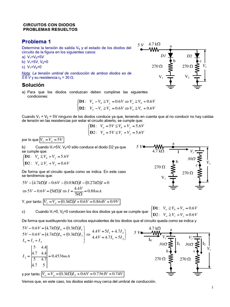 Tema2. Ejercicios y Autoevaluación | PDF | Diodo | Resistencia Eléctrica y Conductancia