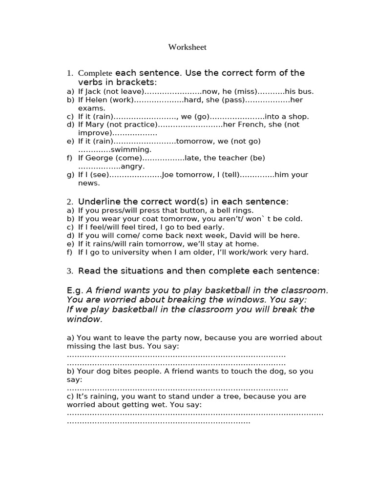Conditional Sentences Worksheet | PDF | Teaching Methods & Materials