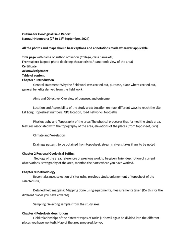 Geological Field Report: Narnaul-Neemrana | PDF | Social Science ...