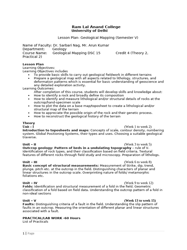 Geological Mapping Lesson Plan | PDF | Geology | Structural Geology