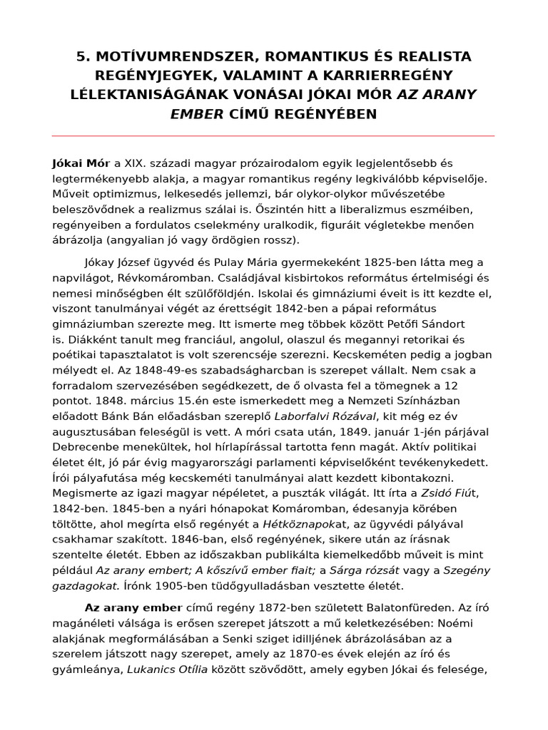 Jókai Mór, Az Arany Ember | PDF