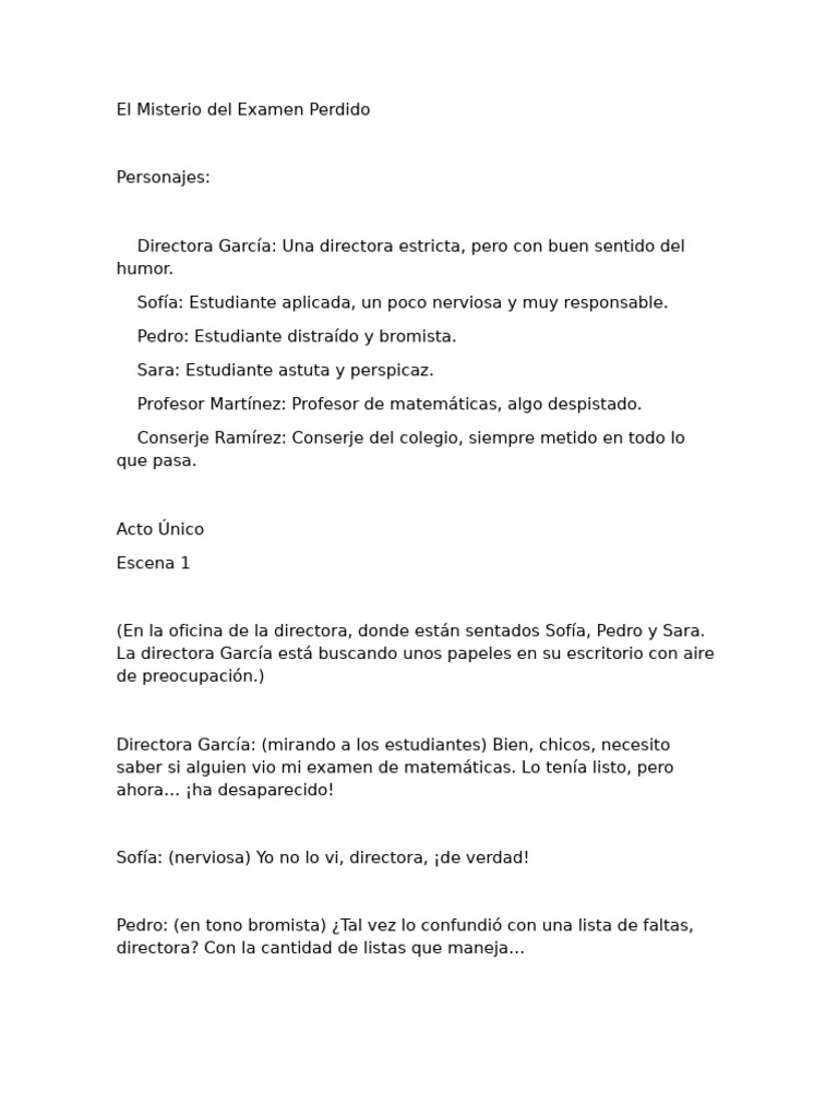 El Misterio Del Examen Perdido | PDF