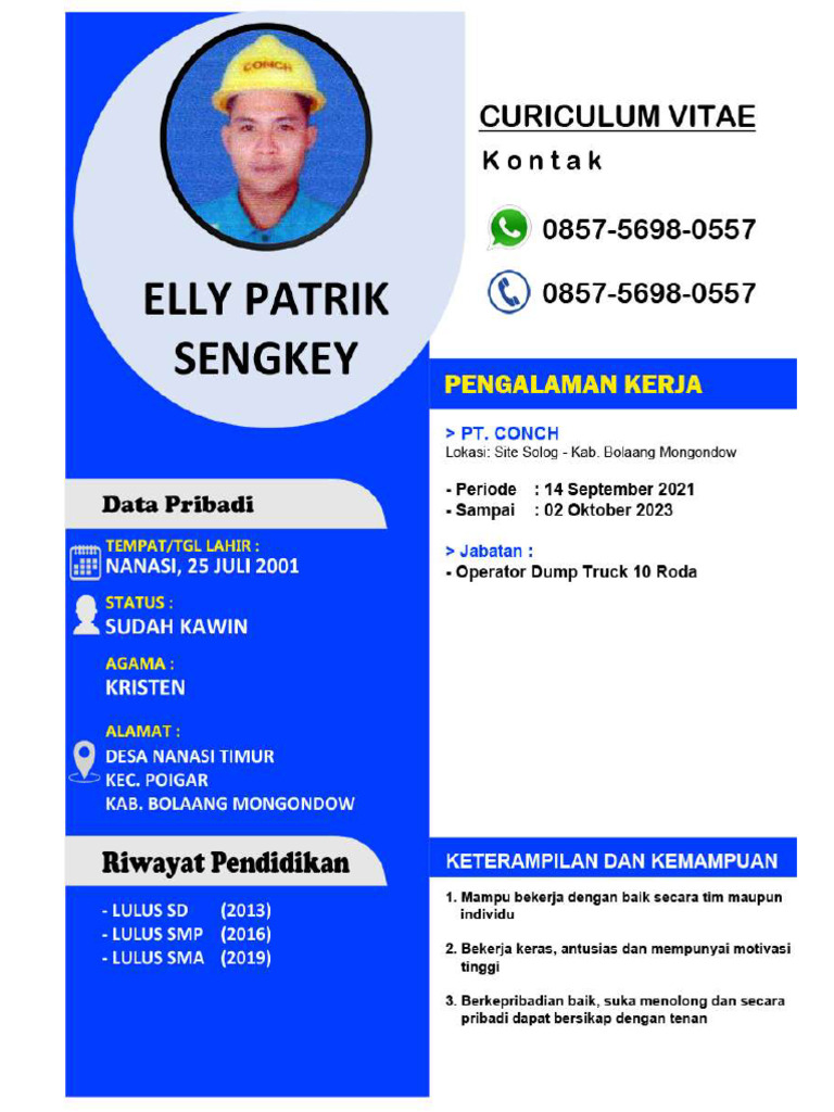 CV. ELLY PATRIK SENGKEY (DRIVER DT) Manado | PDF