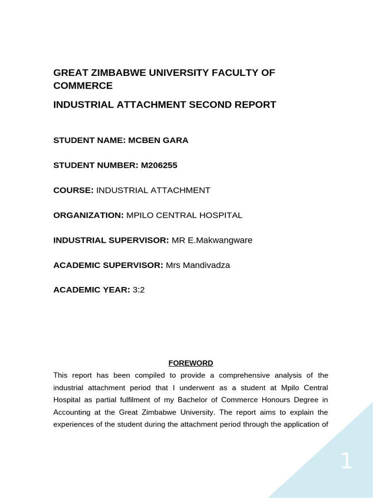 Student's Industrial Attachment Report | PDF | Patient