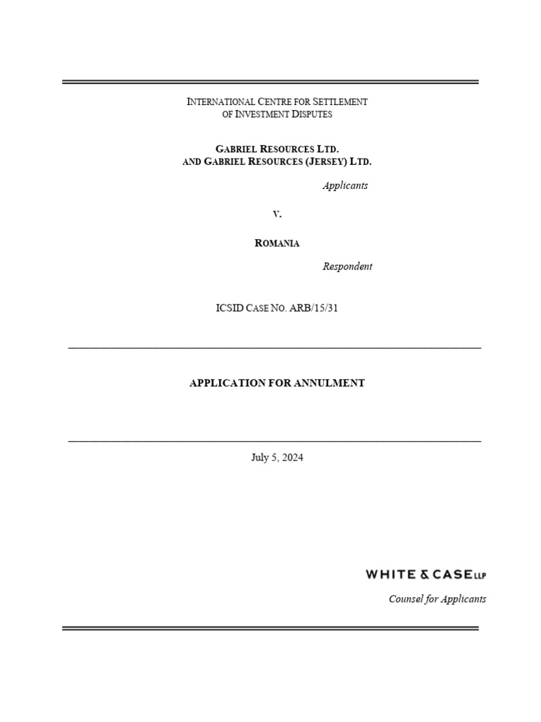 Application For Annulment | PDF | Arbitration | Environmental Impact ...