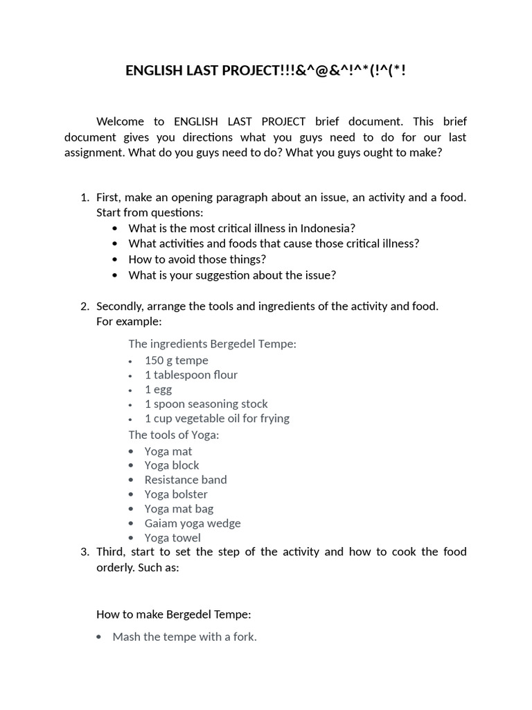 English Project: Health & Nutrition | PDF | Asian Cuisine | Food And ...