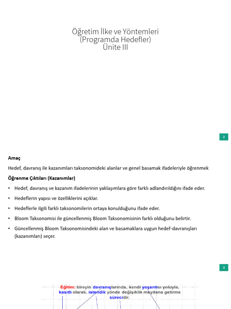 Oıy U3 Program Hedef Taksonomileri (Yuzyuze) | PDF