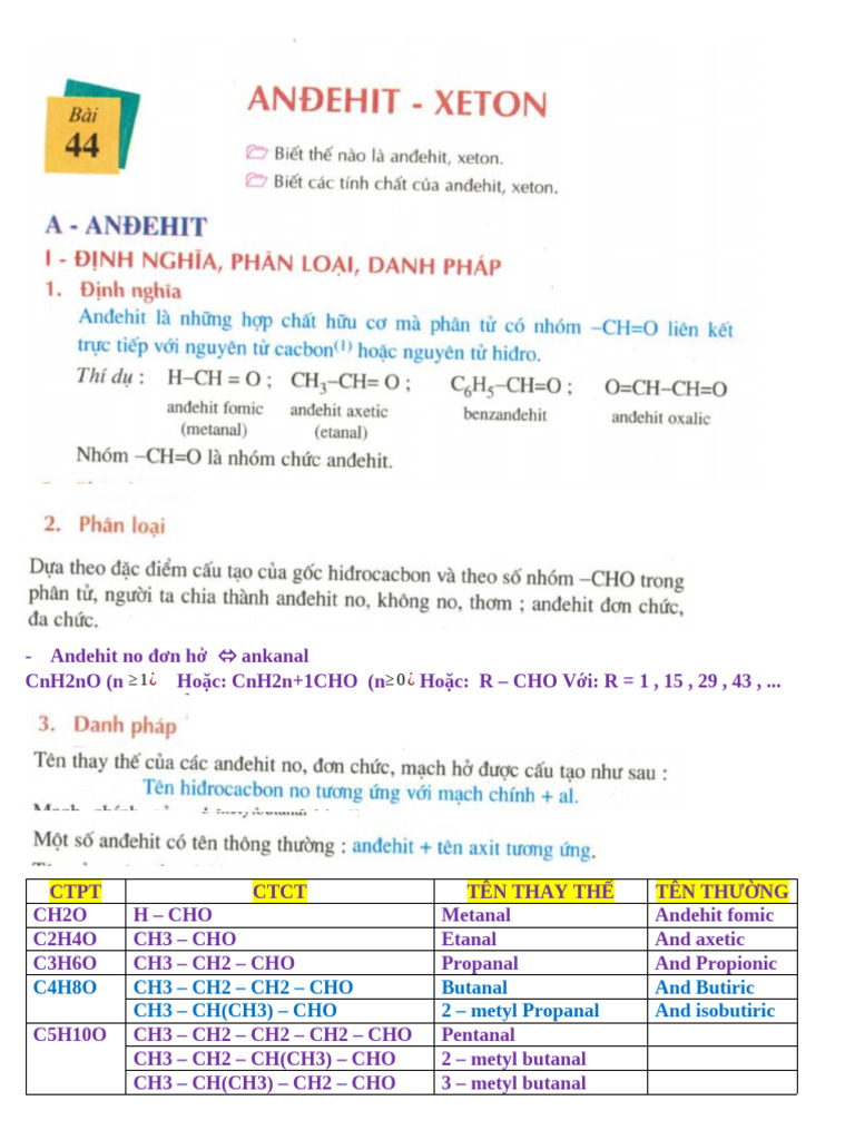 Bài 44 Andehit Xeton | PDF