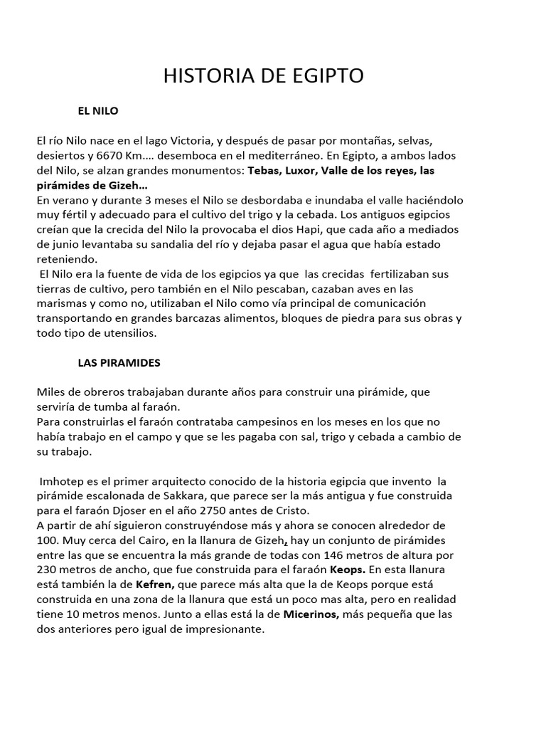 Historia de Egipto | PDF | Nilo | Antiguo Egipto