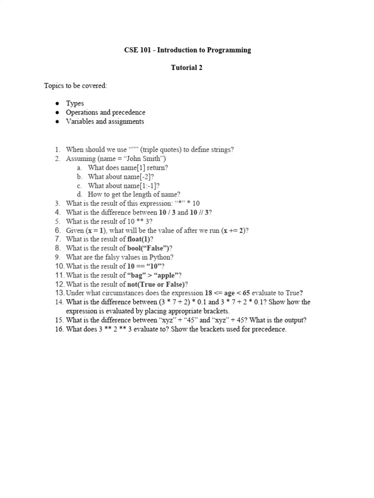 Tutorial 2 | PDF | Computers