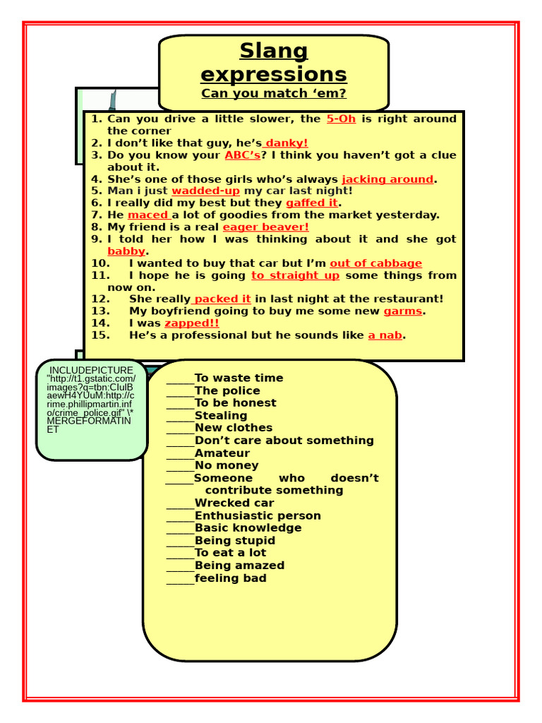 Slang Fun Activities Games | PDF