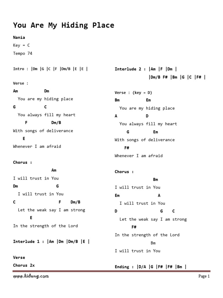 You Are My Hiding Place Chords | PDF