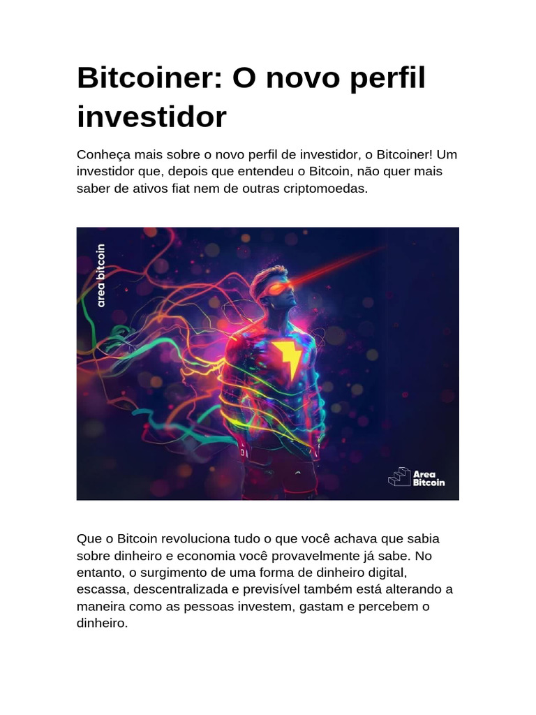 Bitcoiner O Novo Perfil Investidor | PDF | Bitcoin | Dinheiro