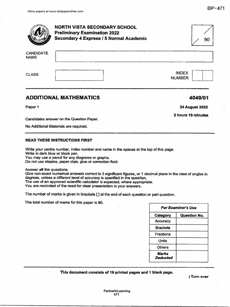 Sec4 2022 AMaths Prelims Northvista Q A | PDF | Language Arts & Discipline