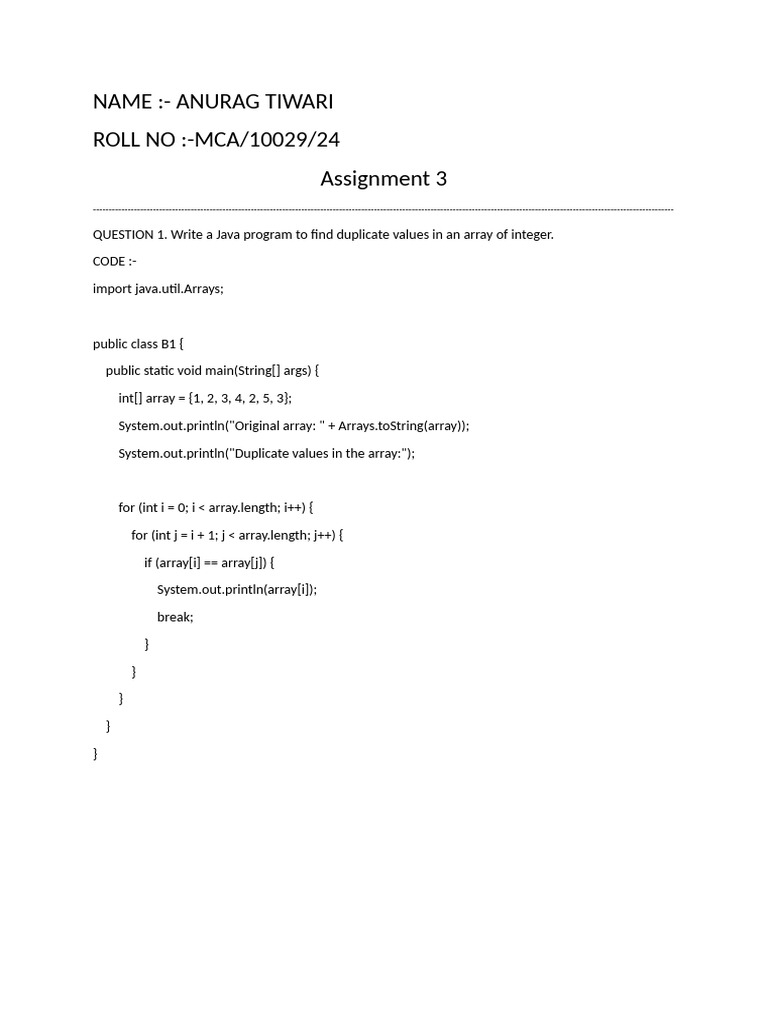 Anurag Tiwari Mca.10029.24 Assignment 3 | PDF | Computer Programming ...