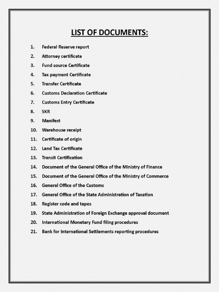List of Documents | PDF