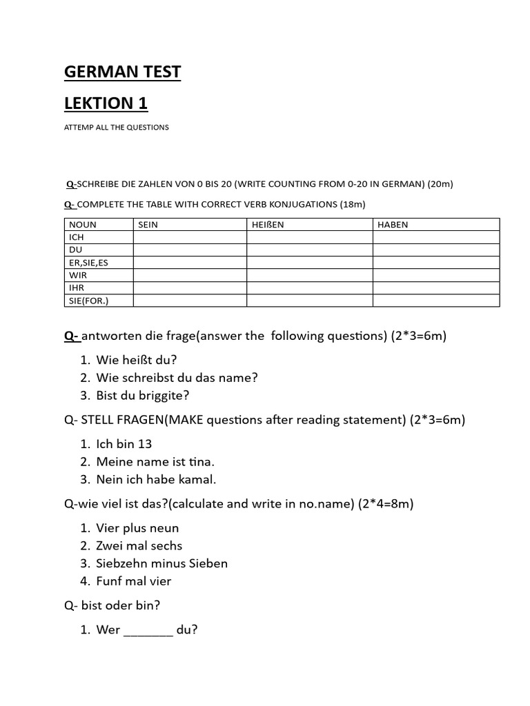 German Test | PDF