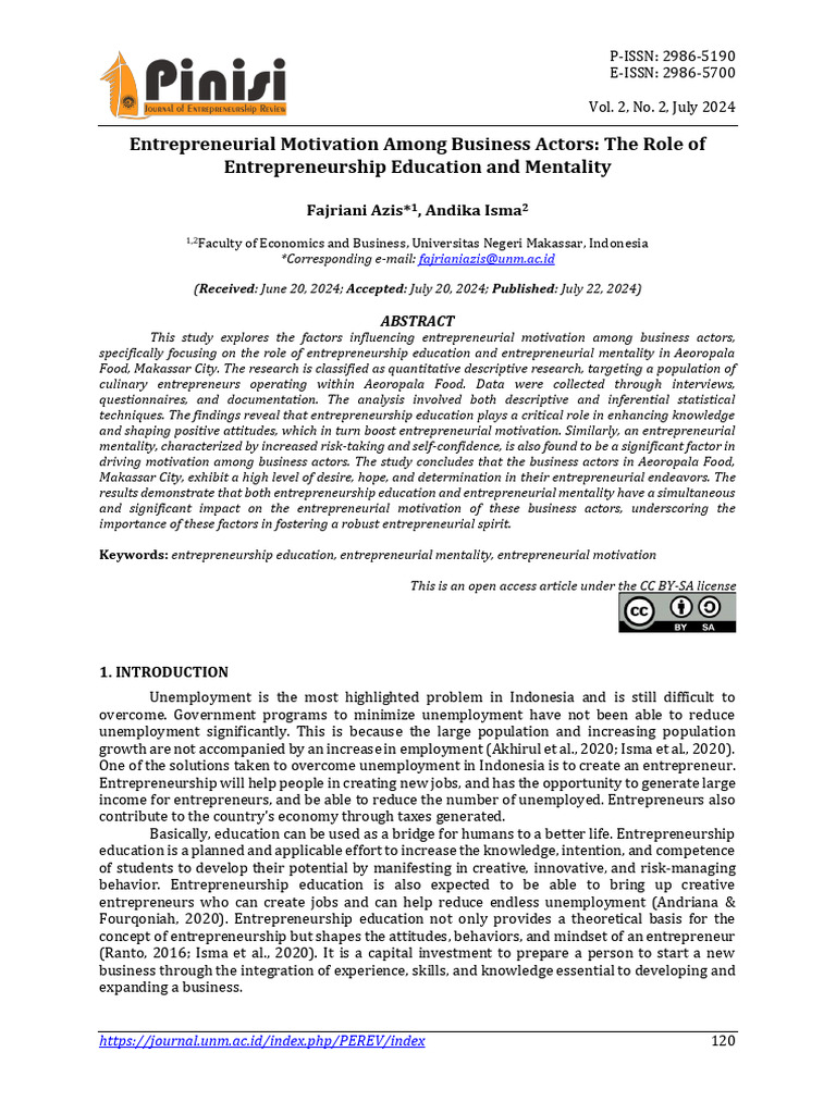 Entrepreneurial Motivation Among Business Actors The Role of ...