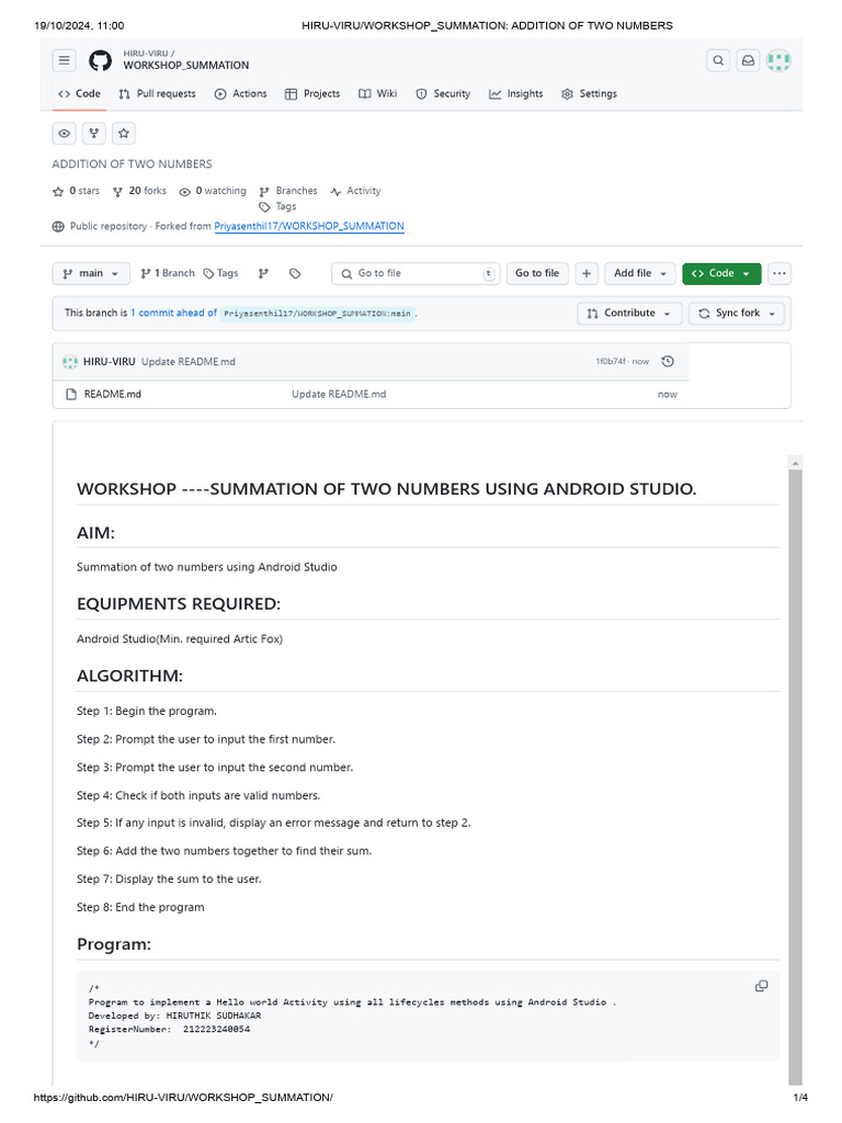 Hiru-Viru - Workshop - Summation - Addition of Two Numbers | PDF | Android (Operating System ...