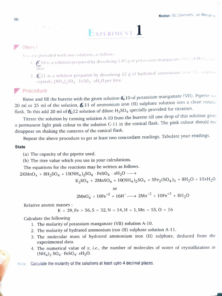 Class 12 Chem Titration N Organic | PDF | Titration | Chemistry