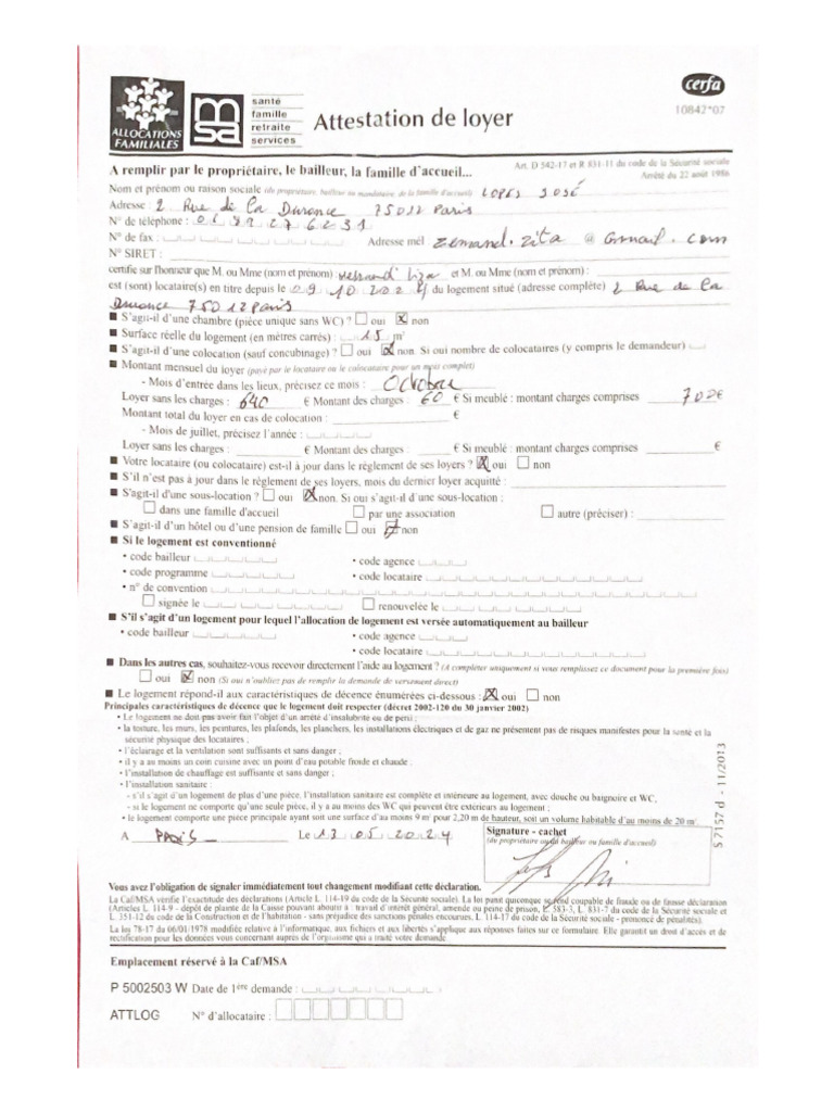 Attestation de Loyer 3 | PDF