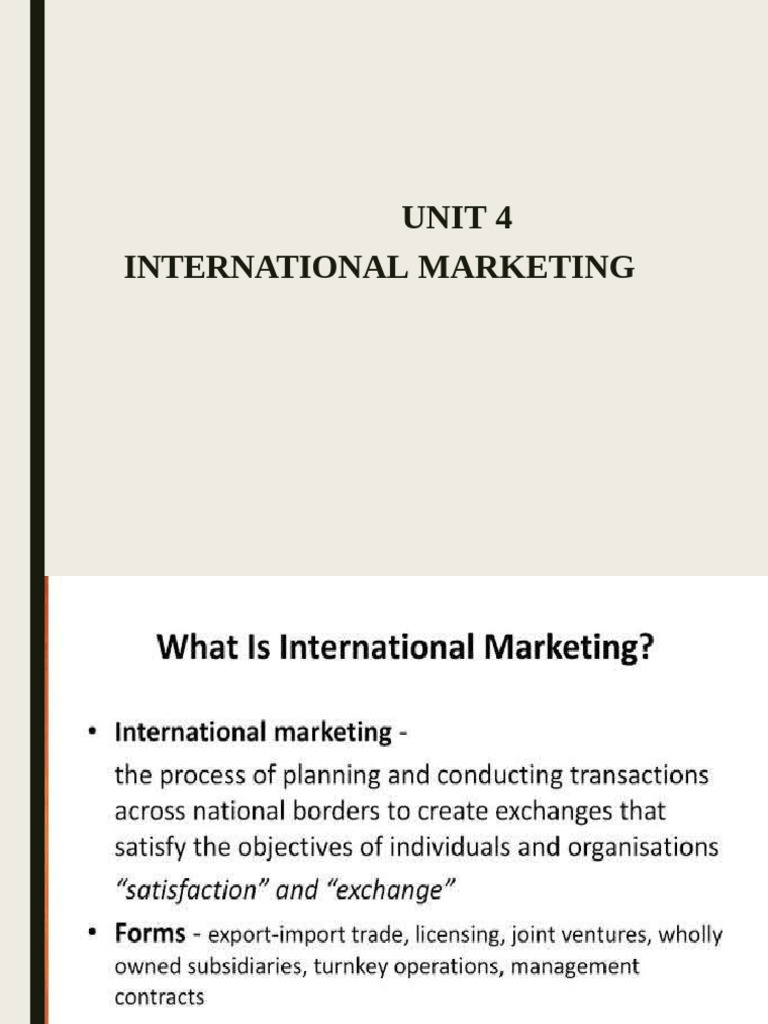Unit 4 International Marketing | PDF | Marketing | Pricing