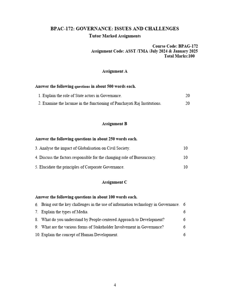 BPAC-172 Governance Assignments 2024-25 | PDF | Business
