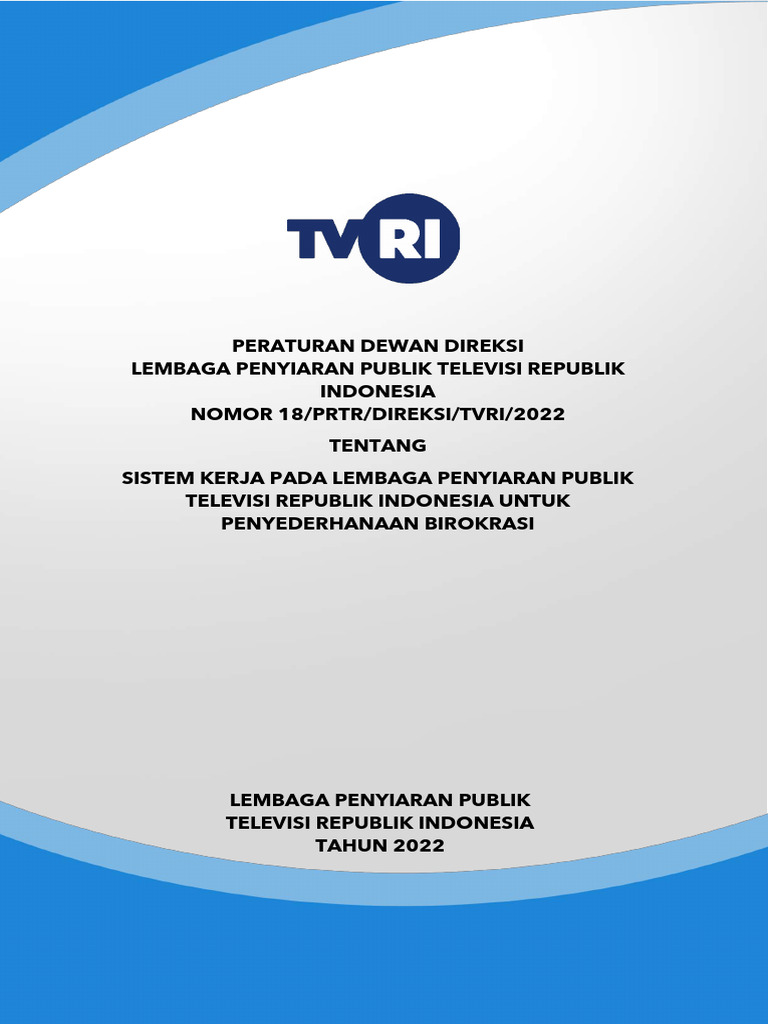 Peraturan Direksi TVRI Nomor 18 Tahun 2022 | PDF