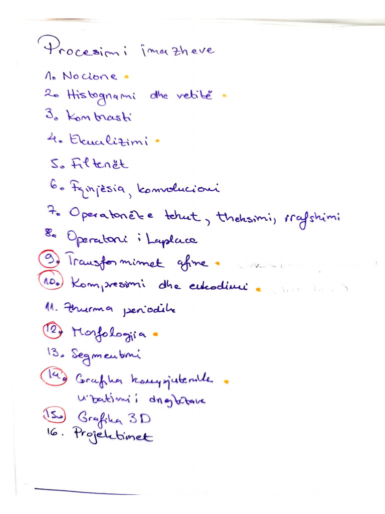 Procesim I Imazheve - Shenime (Mesimet Qe Kane Formula) | PDF