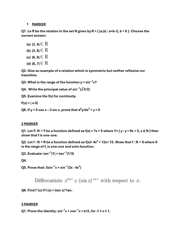 Math Honesty Test Questions | PDF | Function (Mathematics) | Abstract ...