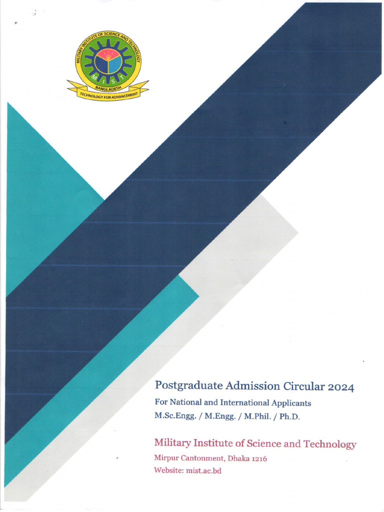 Mist PG Admission Circular 2024 | PDF | Science | Physical Sciences