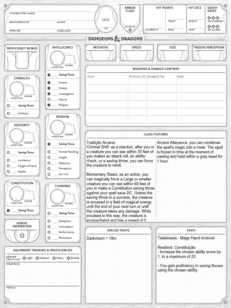 Character-Sheet - Fillable Hanna | PDF | Role Playing | Gaming