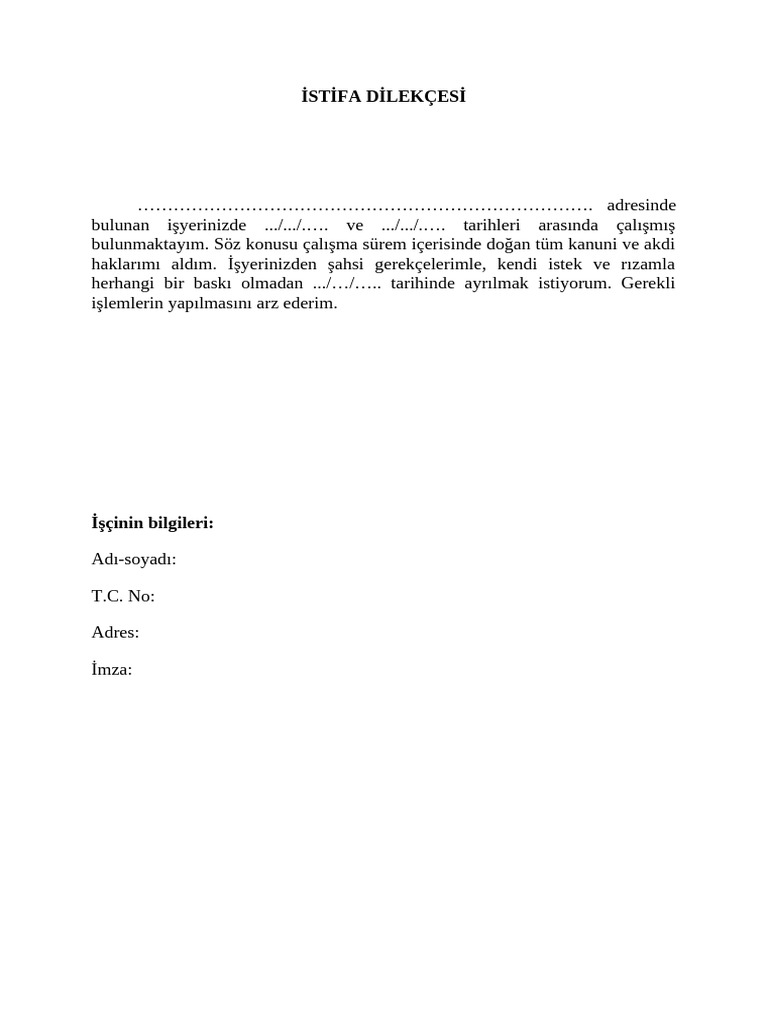 İSTİFA DİLEKÇESİ Yeniiiii | PDF