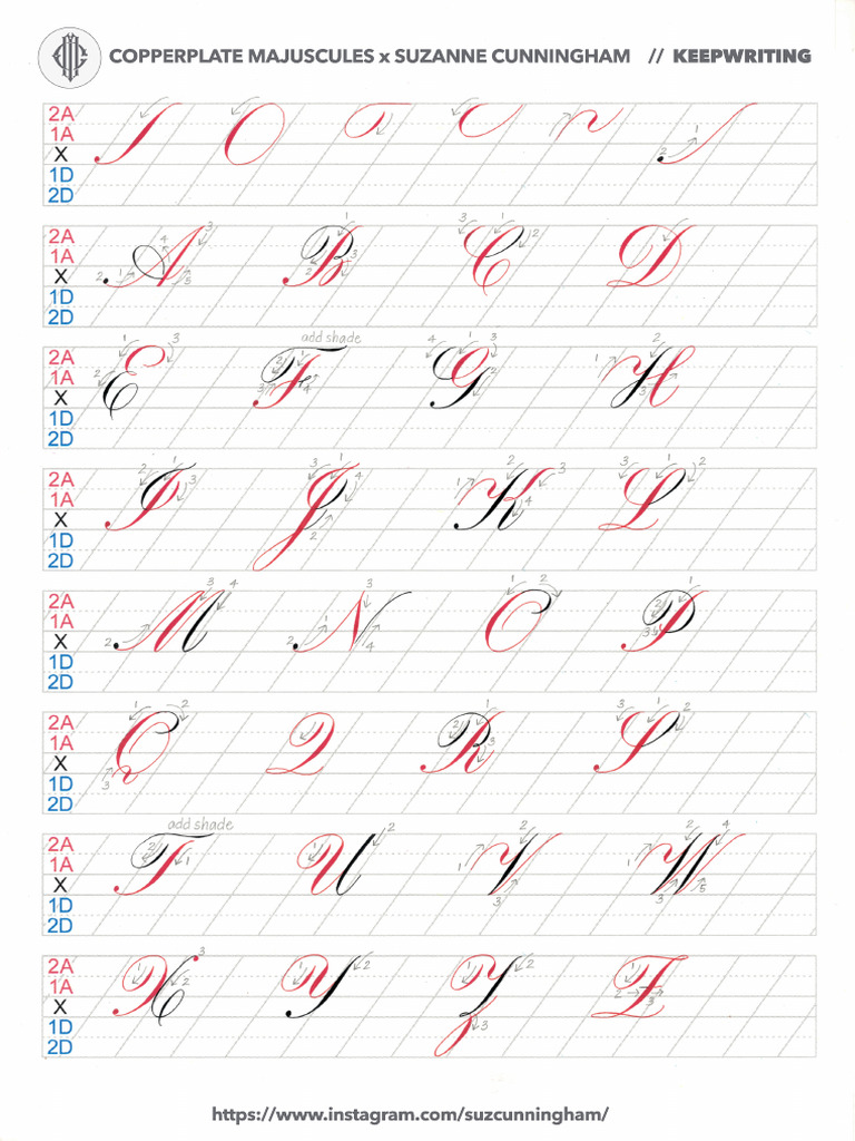 Copperplate Majuscules Alphabet Ductus X Suzanne Cunningham | PDF