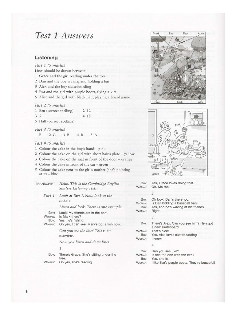 Starters Authentic 1 - Test 1 KEY | PDF