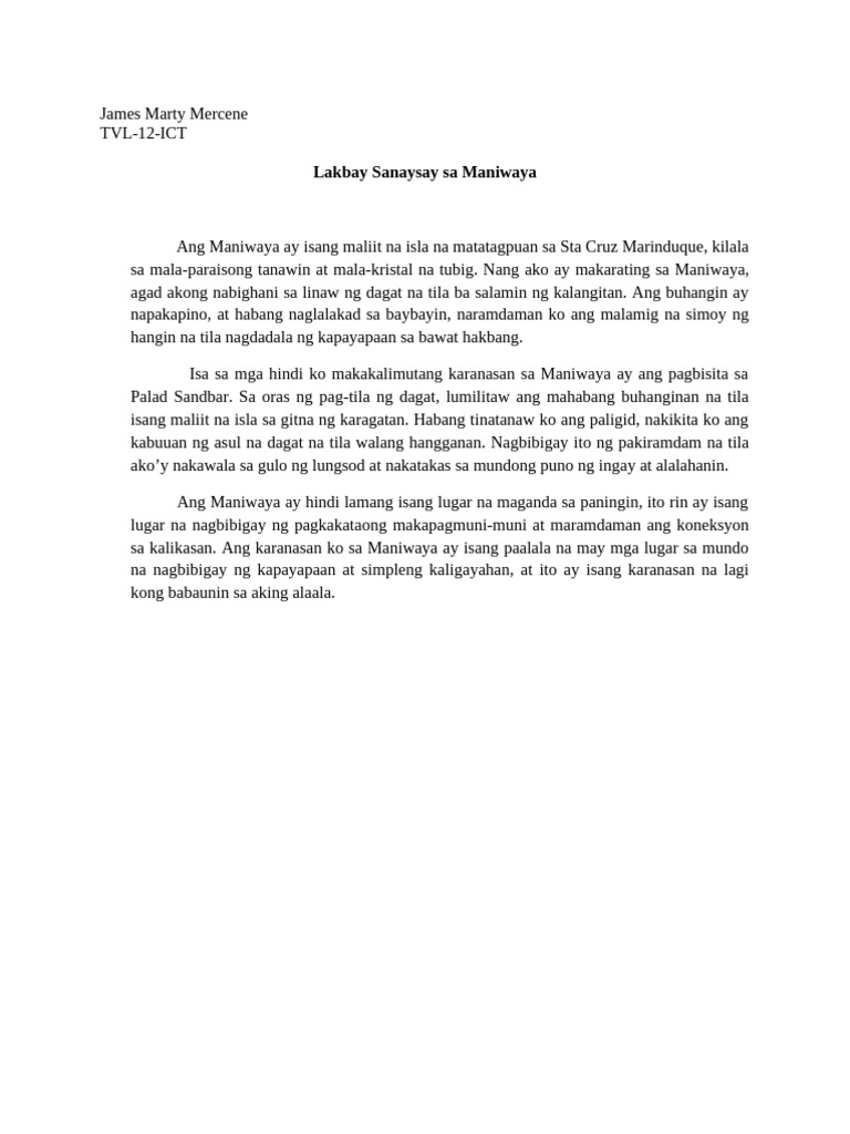 Lakbay Sanaysay-WPS Office | PDF