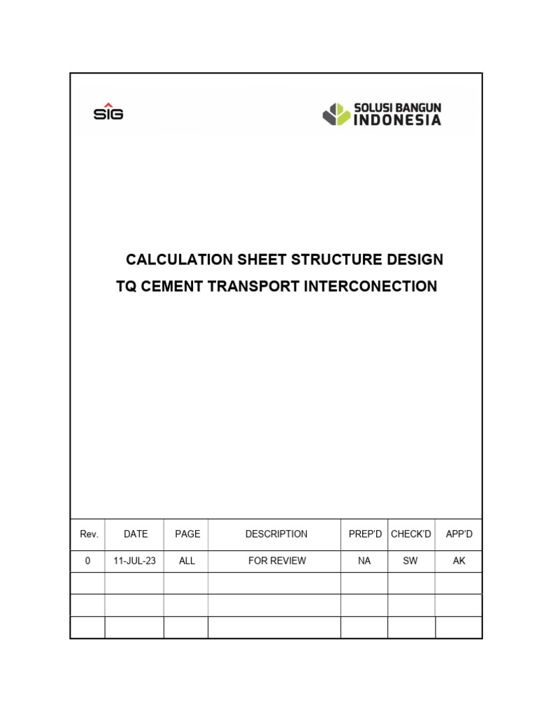 Calc. Sheet Design Structure TQ Cemen Trans - Interconection | PDF | Concrete | Structural ...