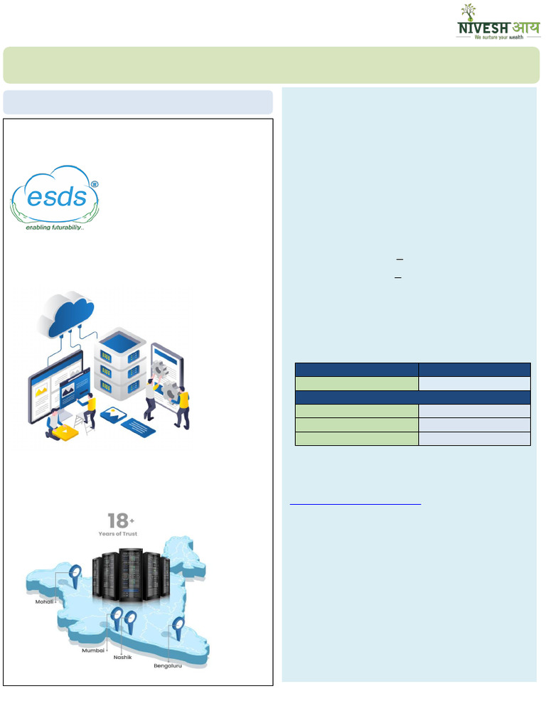 Niveshaay ESDS Report | PDF | Equity (Finance) | Cloud Computing