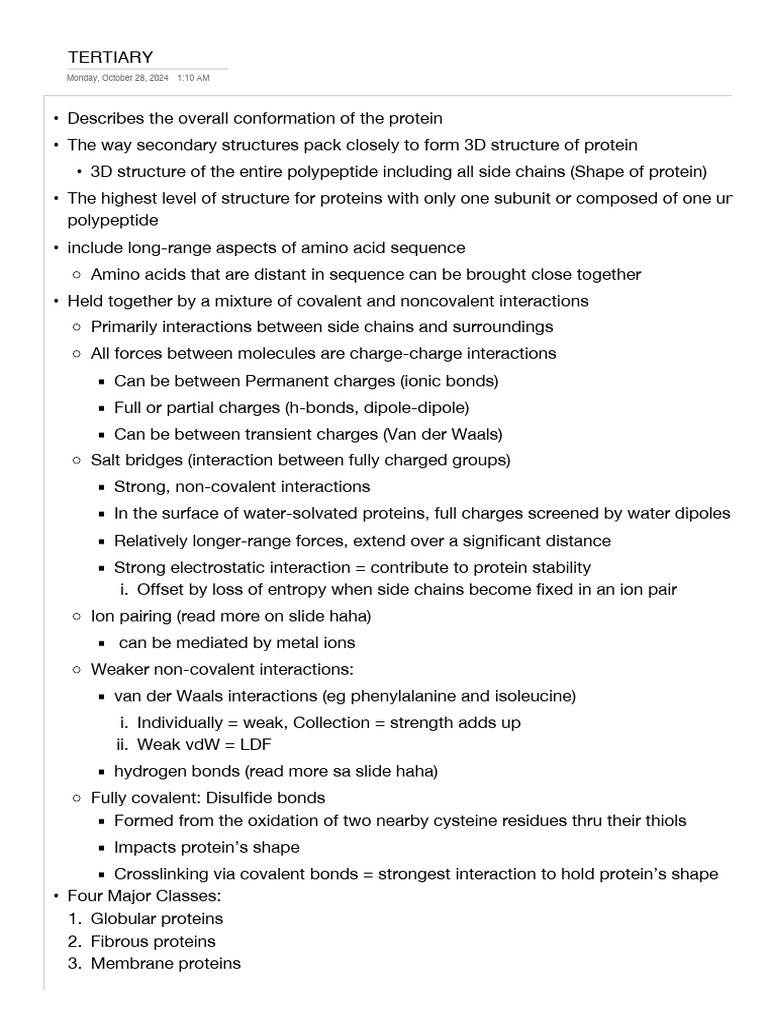 Tertiary Level of Protein Structure | PDF | Social Science | Wellness
