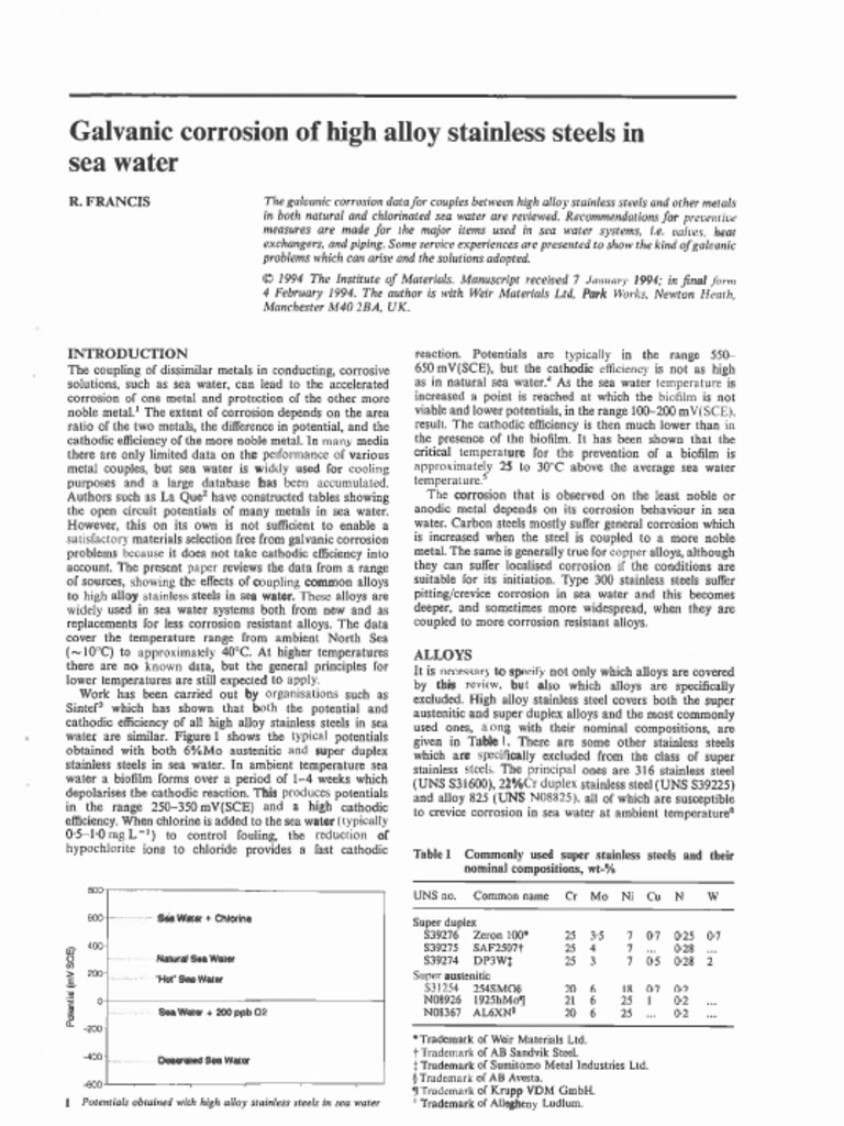 Galvanic Corr | PDF | Corrosion | Stainless Steel