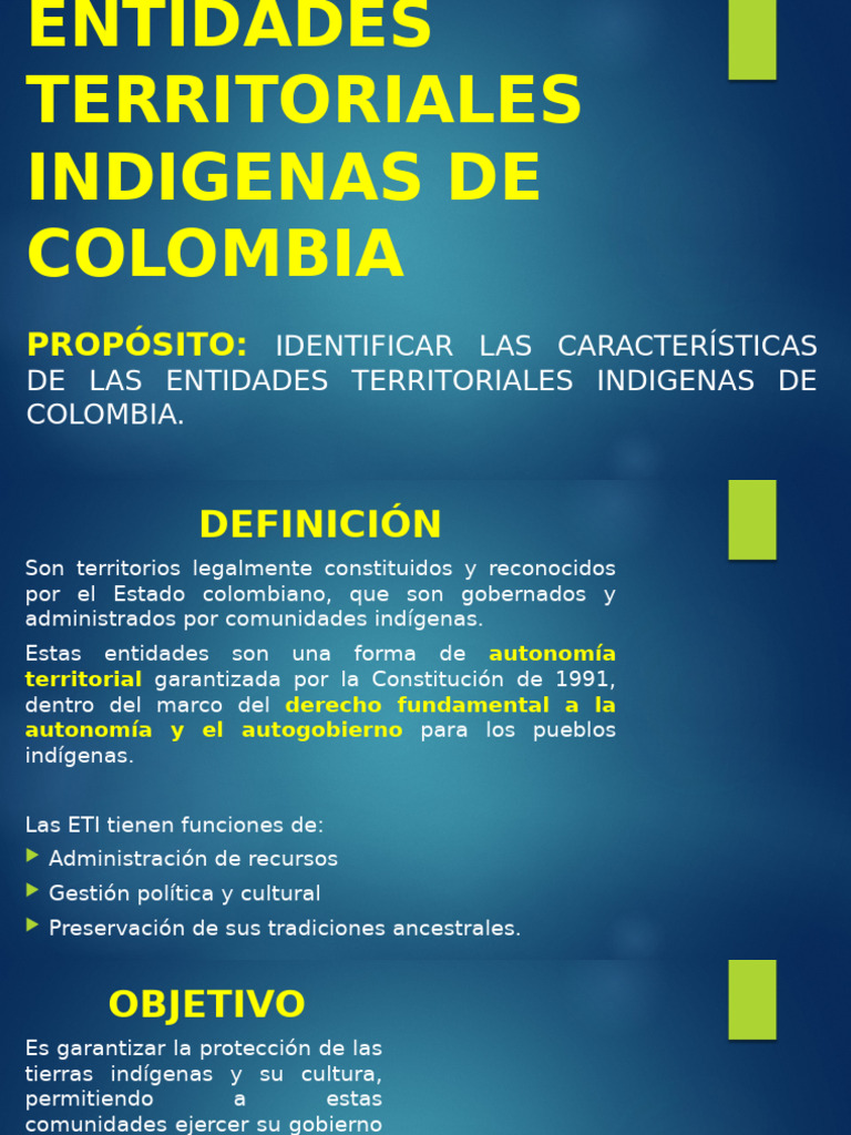 Entidades Territoriales Indigenas de Colombia Cuarto Periodo Grado 10 ...