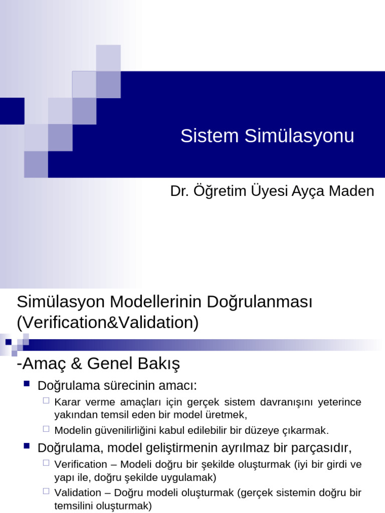 Sistem SimÃ Lasyonu Ders 8 | PDF