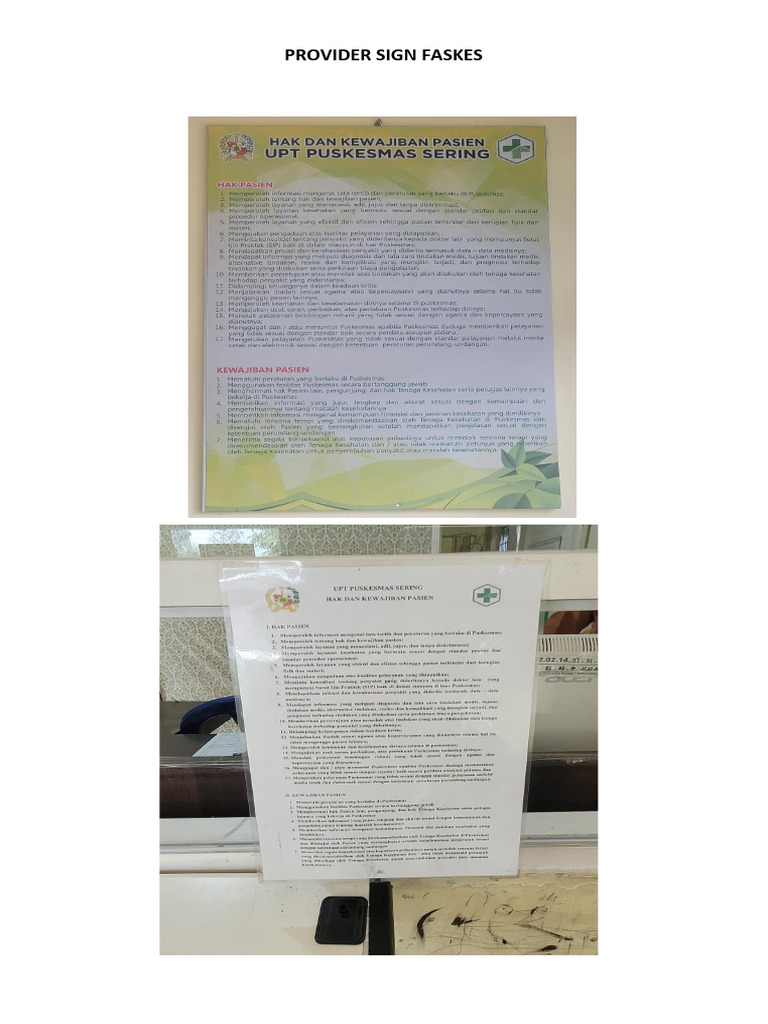 PROVIDER SIGN FASKES Hak Dan Kewajiban Pasien | PDF