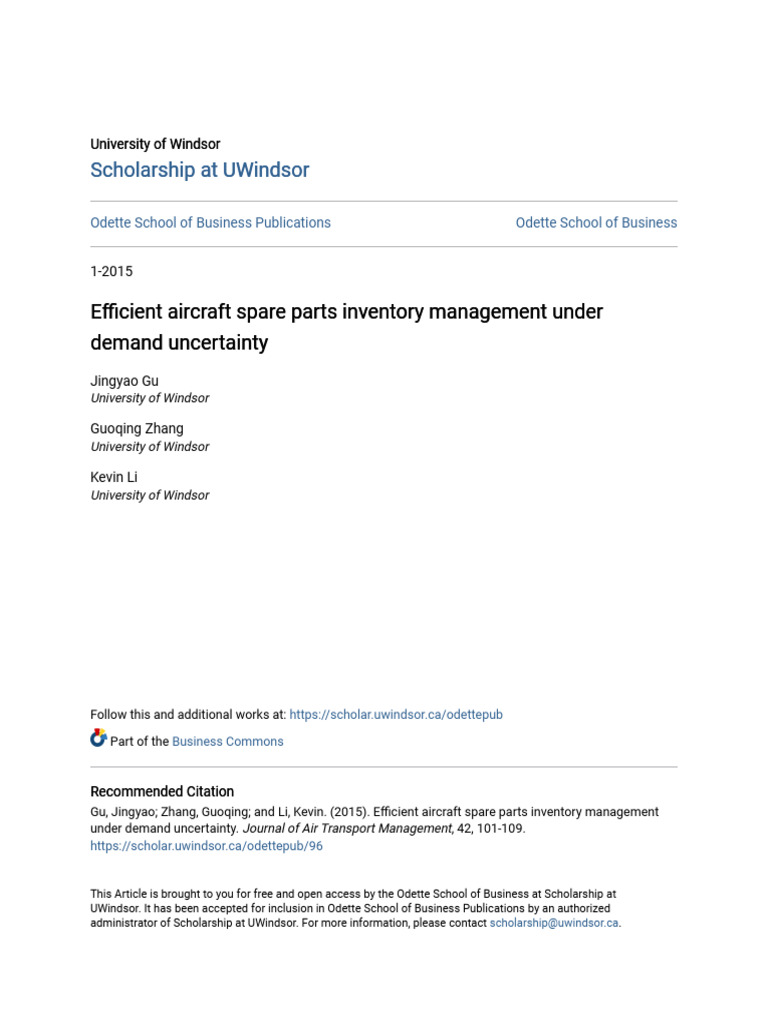 Efficient Aircraft Spare Parts Inventory Management Under Demand | PDF ...