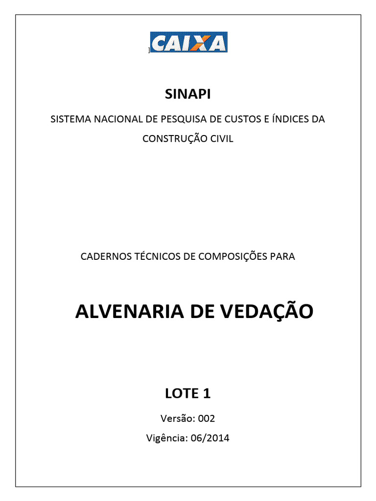 037 Caderno Técnico SINAPI | PDF | Argamassa (alvenaria) | Alvenaria