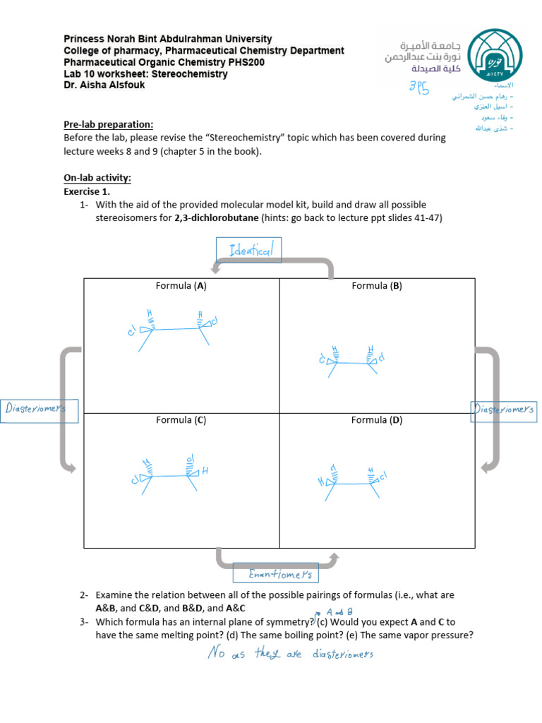 Lab 10 Stereochemistry Workshop | PDF