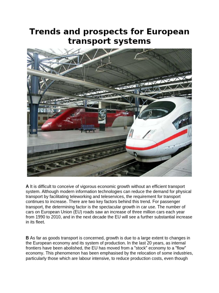 Trends and Prospects For European Transport Systems | PDF | Transport ...